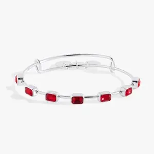 ALEX AND ANI July Birthstone Emerald Cut Bangle - Silver 